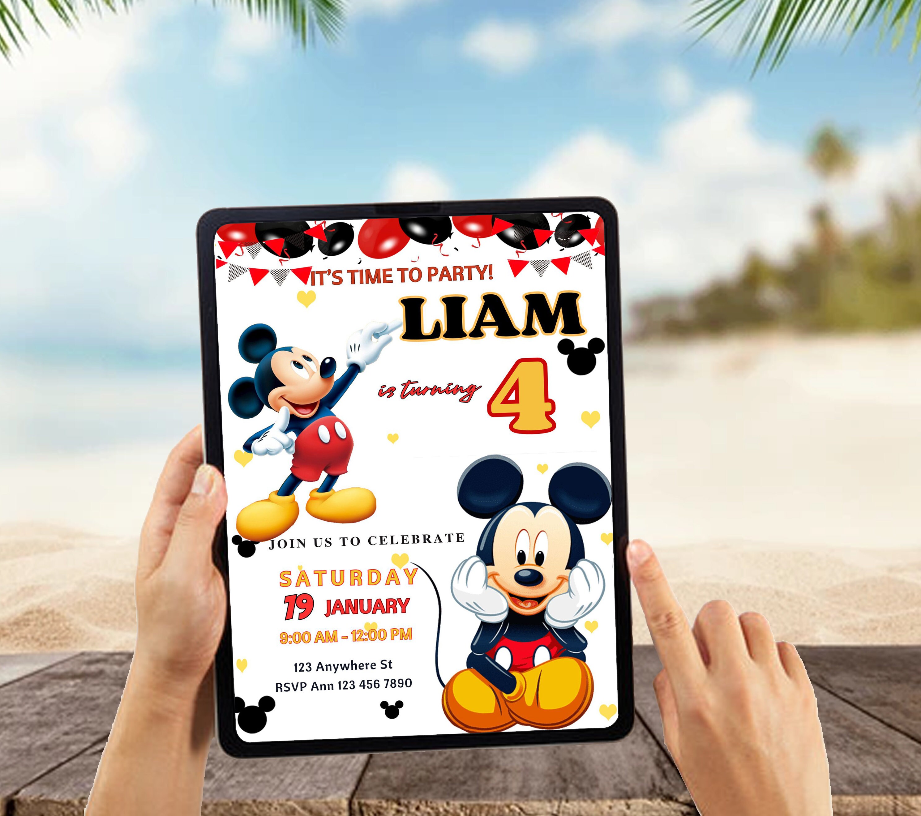 Mickey Editable Birthday Invitation Template Kids Birthday Party ...