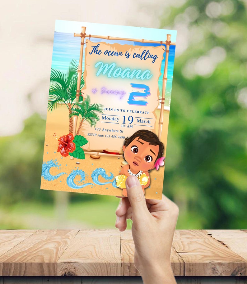 Editable Moana Birthday Invitation Moana Theme Party Invitation ...