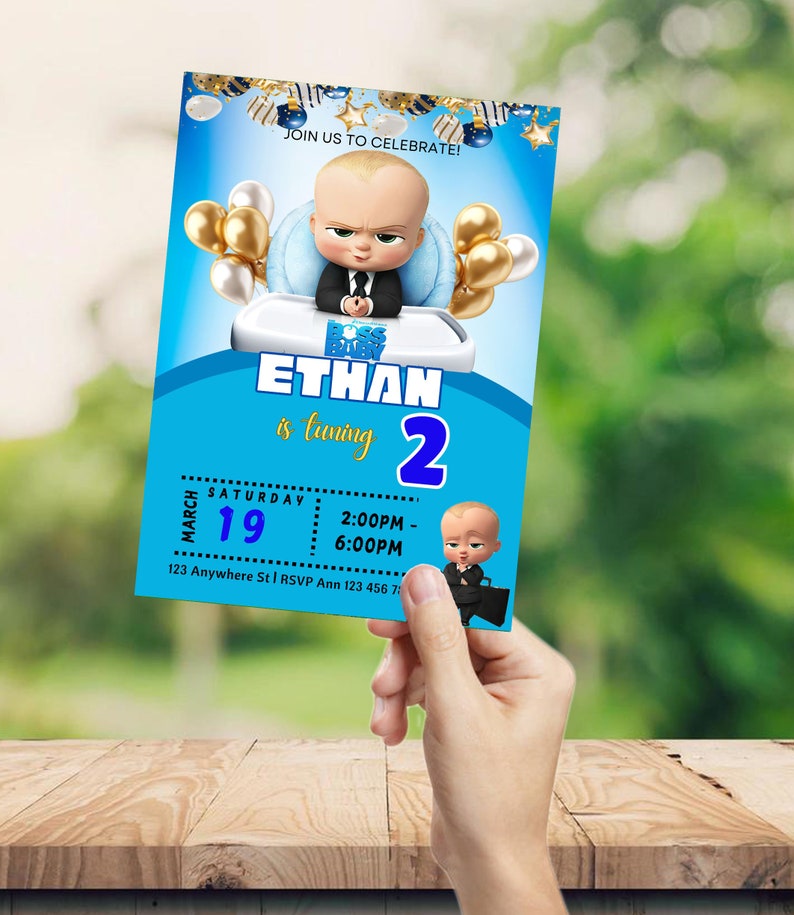 Editable Baby Boss Birthday Invitation, Boss Baby Party Invitation ...
