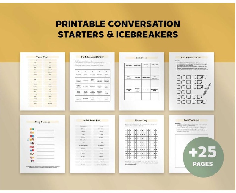 25 Conversation Starters & Icebreakers Canva Template.edible PDF ...