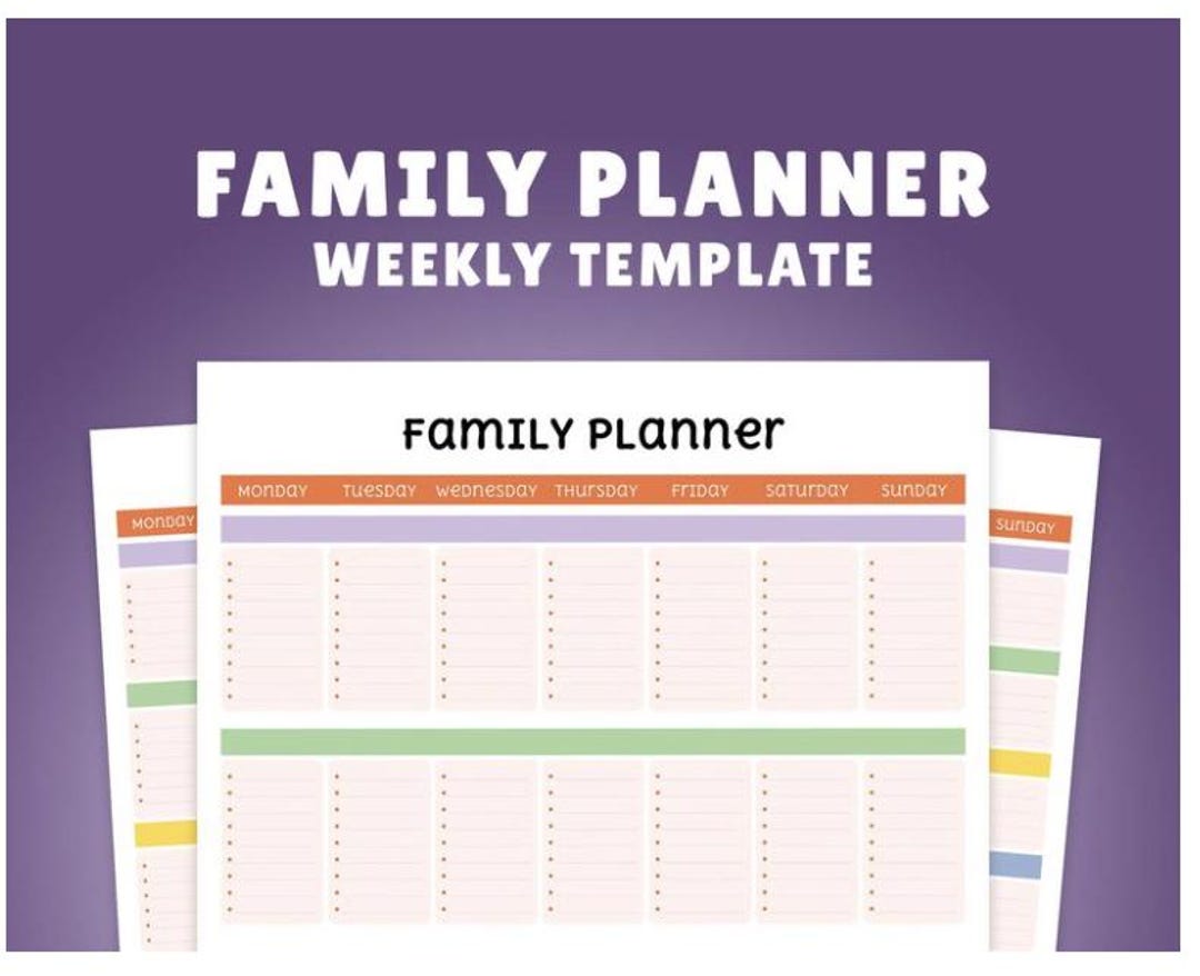 Editable Weekly Family Planner: Canva Template (digital Download) - Etsy