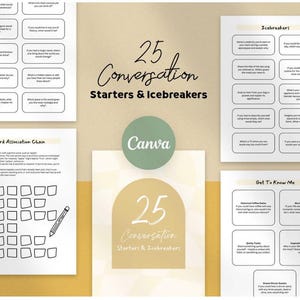 25 Conversation Starters & Icebreakers Canva Template.edible PDF ...