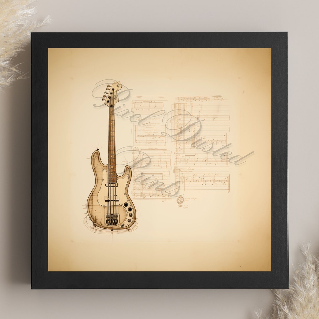Vintage Bass Print, Bass Blueprint, Bass Poster, Digital Download ...