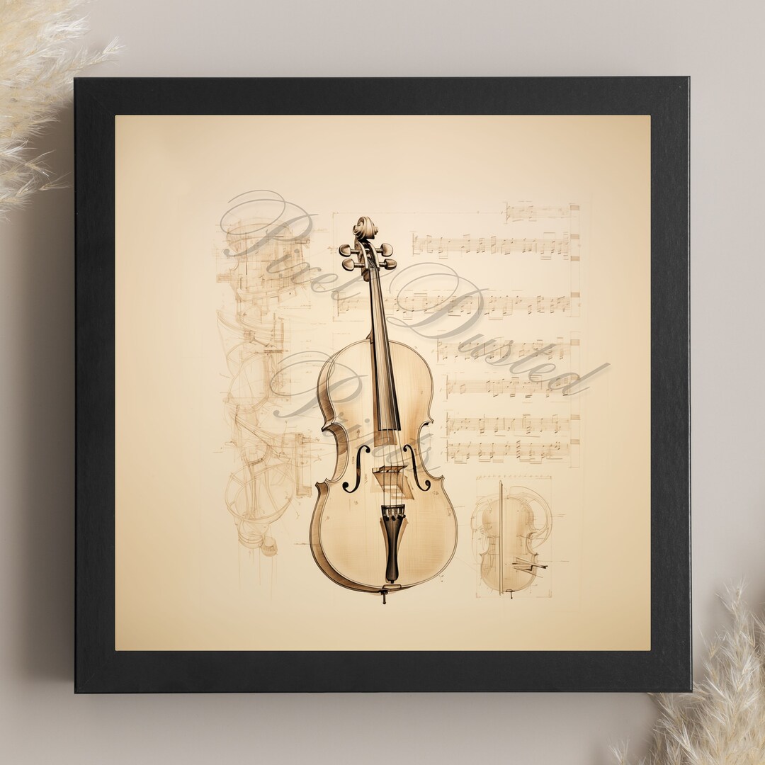 Analytic Digital Print of Cello, Vintage Cello Poster, Antiqued Cello ...