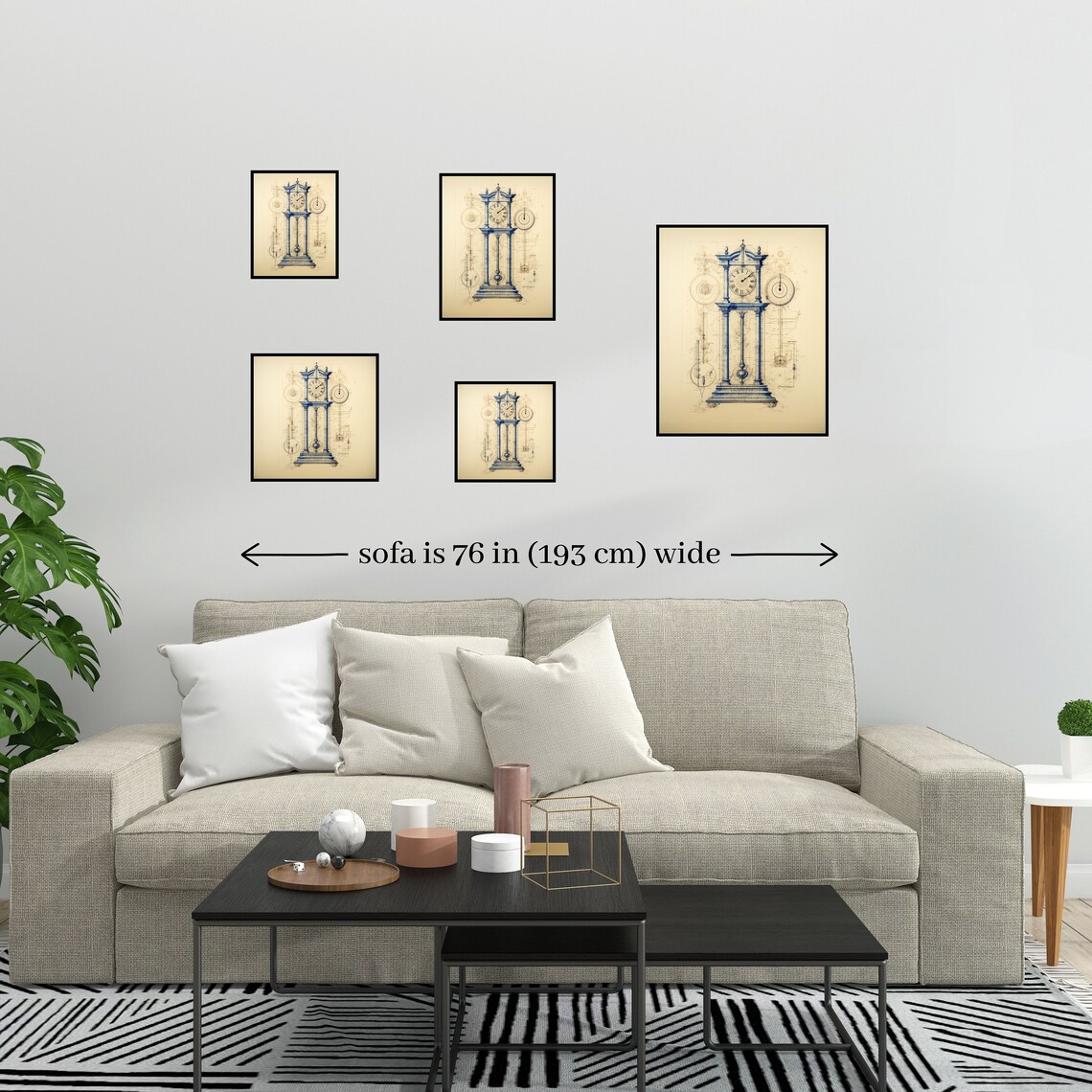 Analytic Digital Print of Clock, Drawing of Grandfather Clock, Clock ...