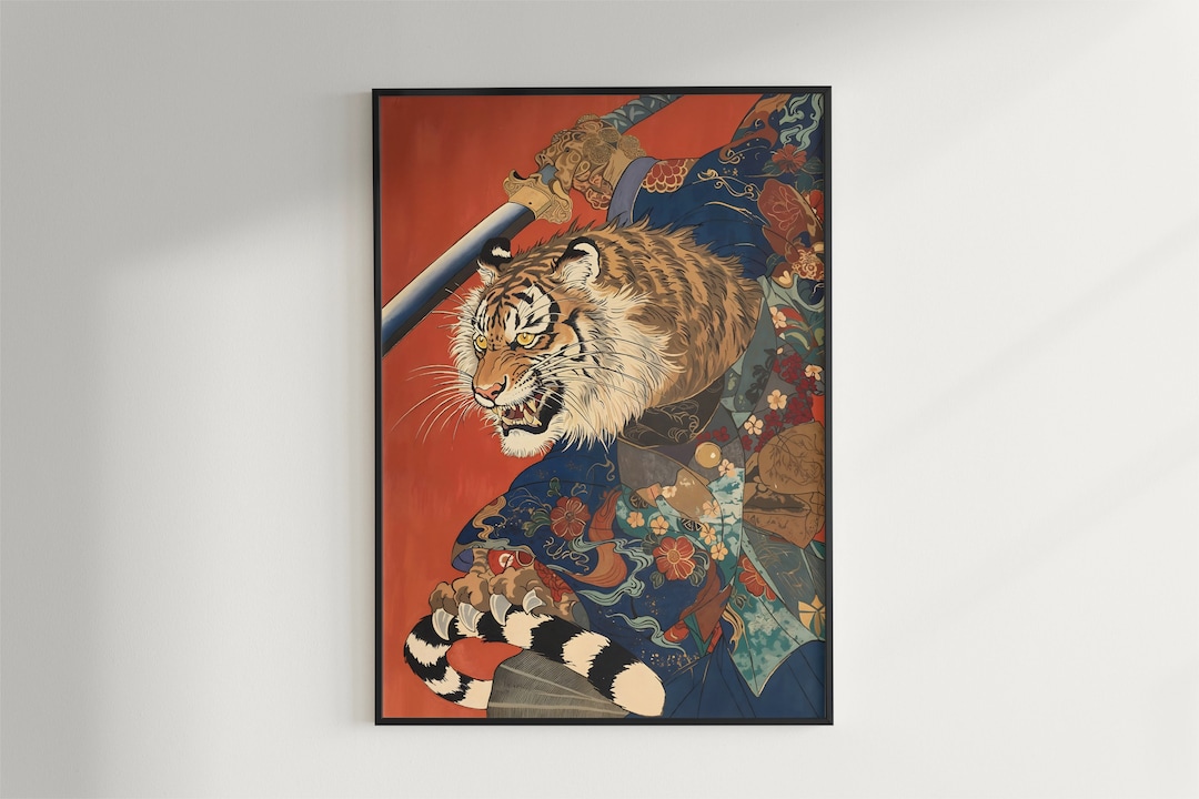 Vintage Japanese Tiger Poster, Instant Download, Japanese Art, Asian ...