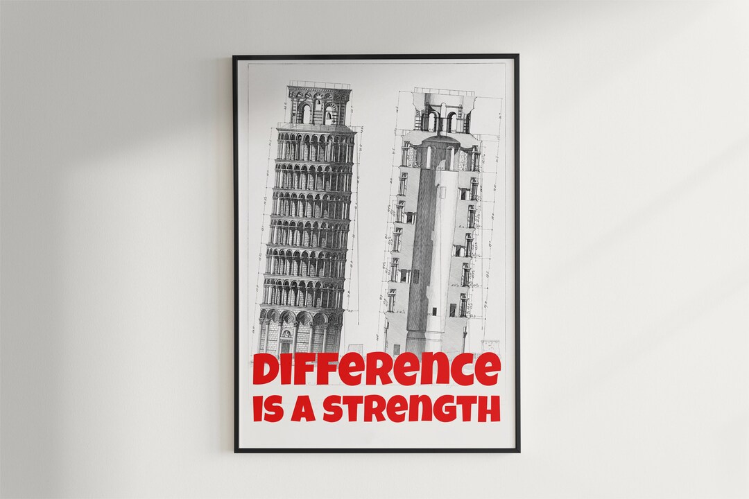 Tower of Pisa Poster, Inspiring Quote, Old Engraving Tower of Pisa ...