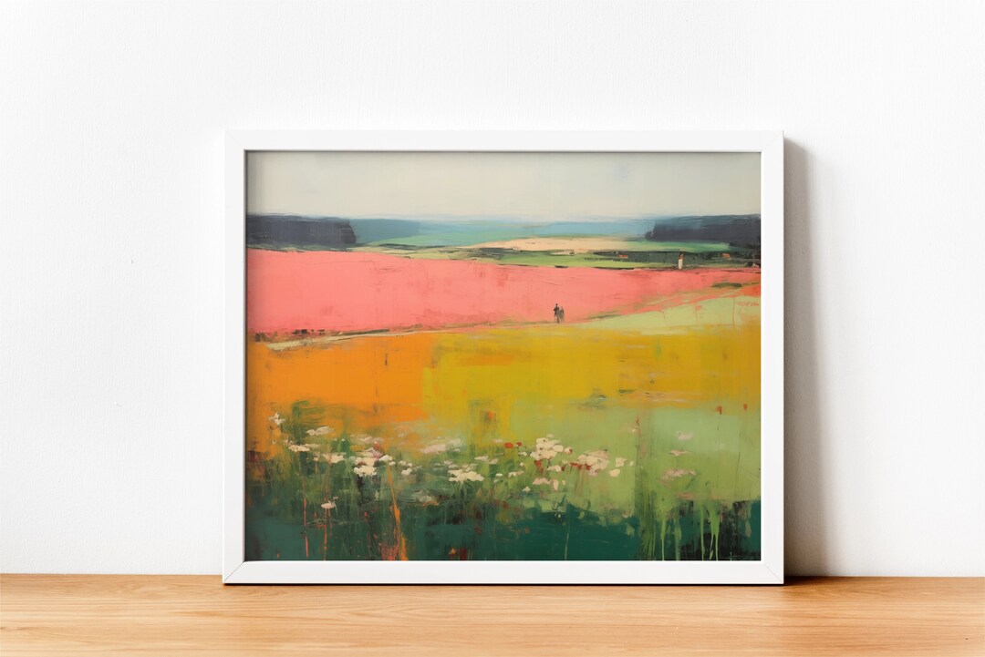 Abstract Flowery Field Poster, Abstract Countryside Decoration, Instant ...
