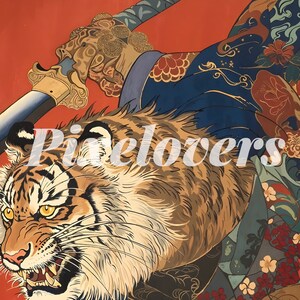 Vintage Japanese Tiger Poster, Instant Download, Japanese Art, Asian ...