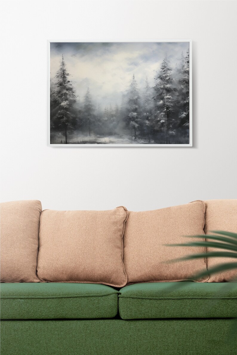 Winter Forest Landscape Poster in the Snow, Vintage Fir Trees in the ...