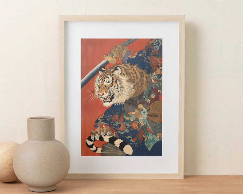 Vintage Japanese Tiger Poster, Instant Download, Japanese Art, Asian ...
