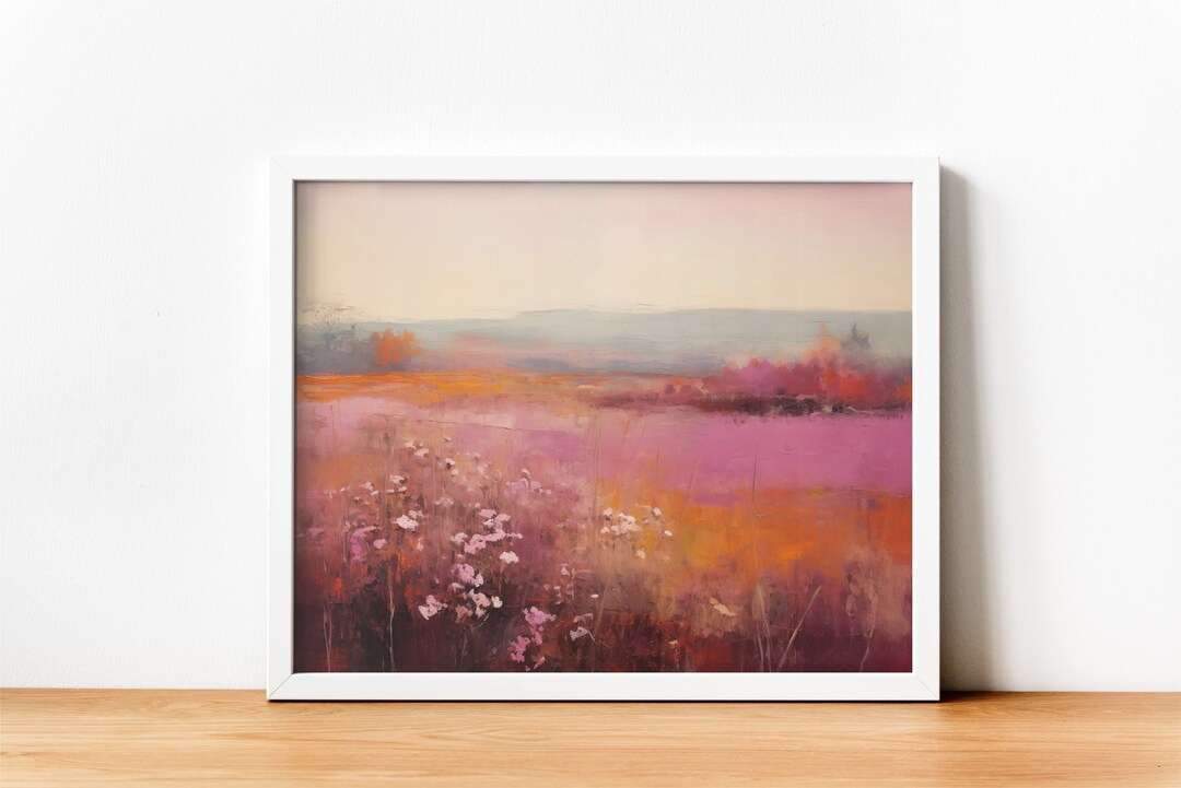 Pastel Landscape Painting, Spring Flower Field Painting, Contemporary ...