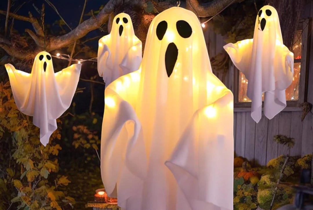 LED Glow Ghost Party Decoration Halloween Haunted House Props With ...