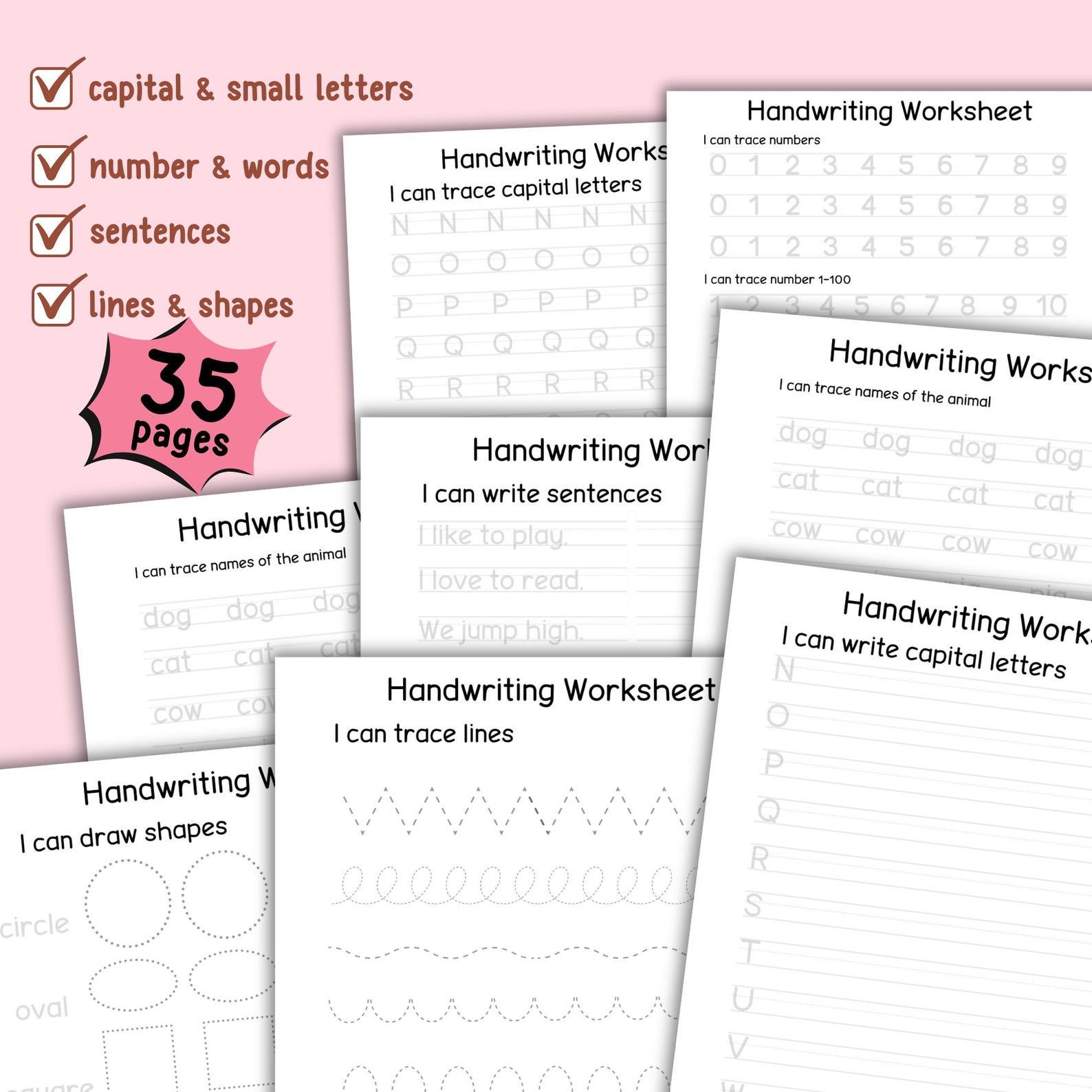 Handwritten Worksheet, Lettering Worksheet, Tracing Worksheet ...