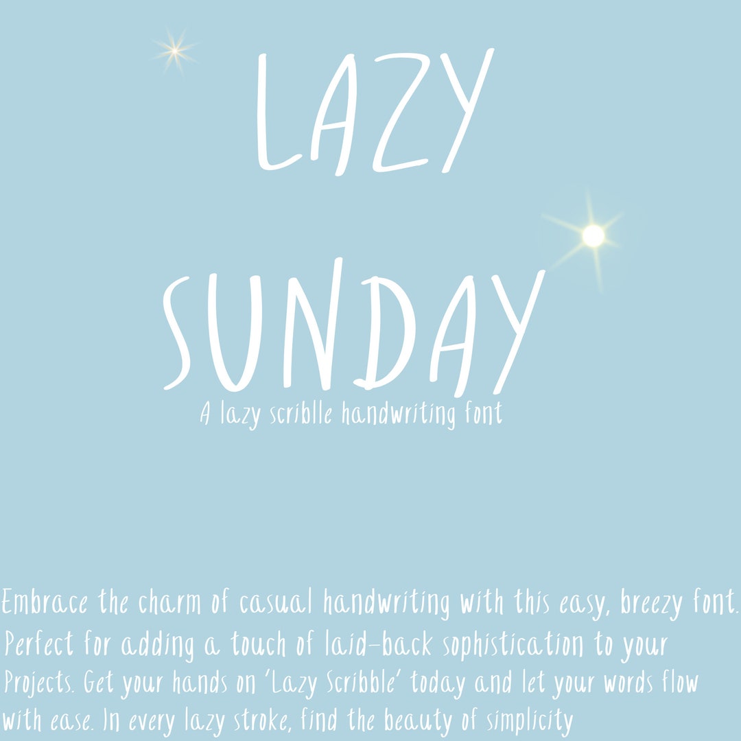 Lazy Sunday Font Handwriting Font Planner Font Canva Font Goodnotes