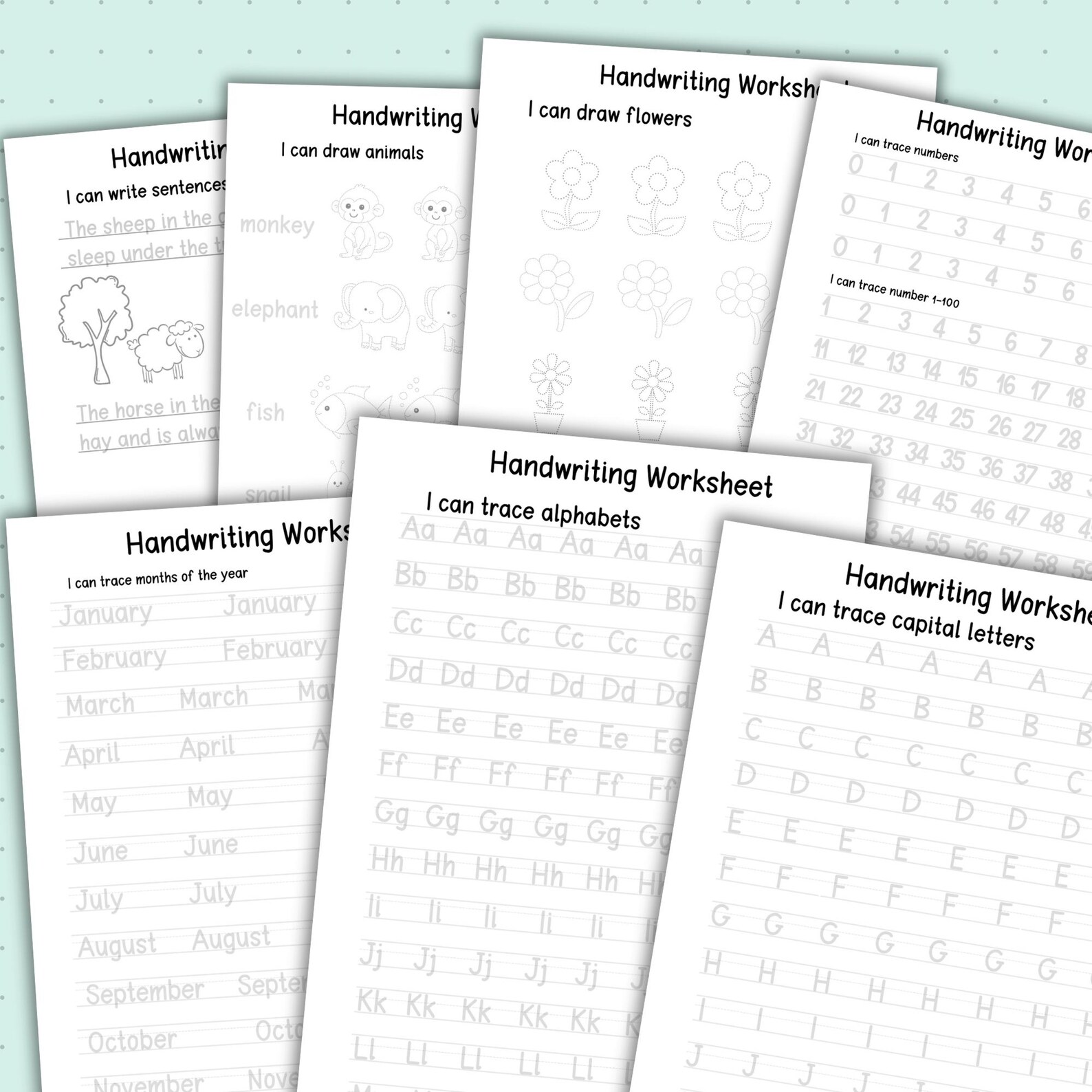 Handwritten Worksheet, Lettering Worksheet, Tracing Worksheet ...