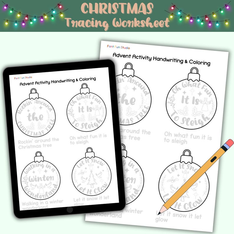 Christmas Handwritten Worksheet, Advent Activity, Letter Tracing ...