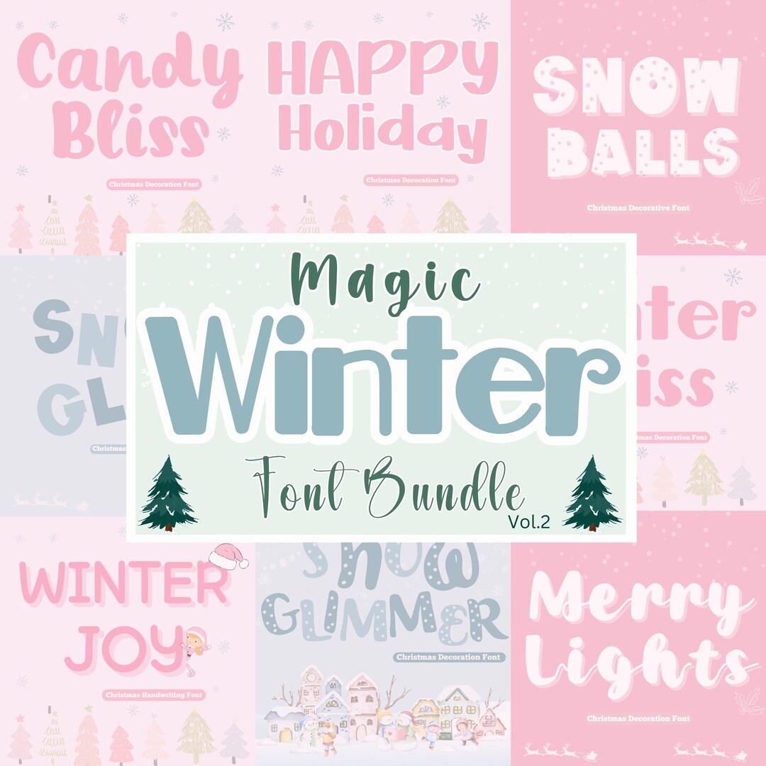 Christmas Font Bundle, Holiday Font, Handwriting Font, Christmas Card ...