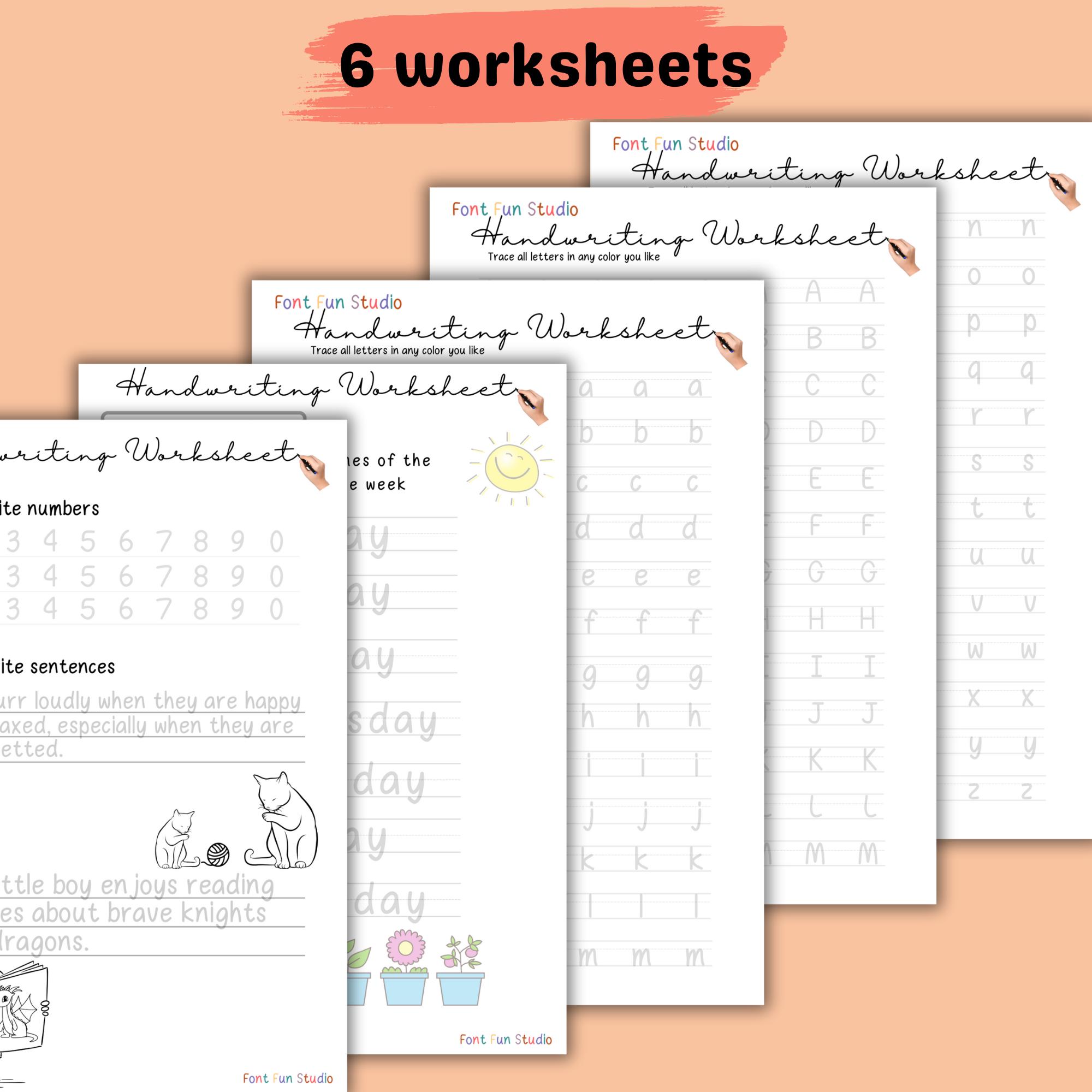 Handwritten Worksheet, Lettering Worksheet, Worksheet Printable ...