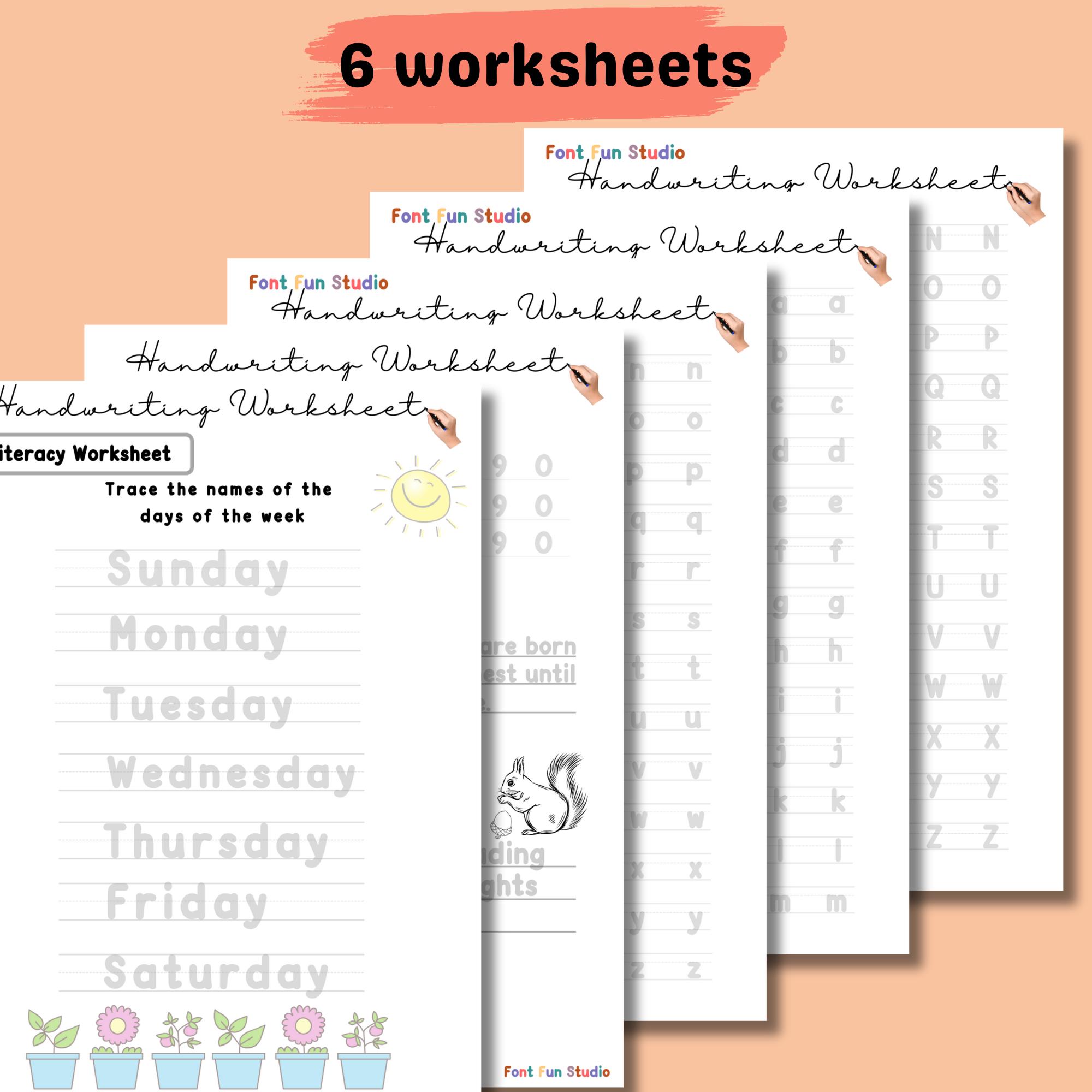 Handwritten Worksheet, Lettering Worksheet, Worksheet Printable ...