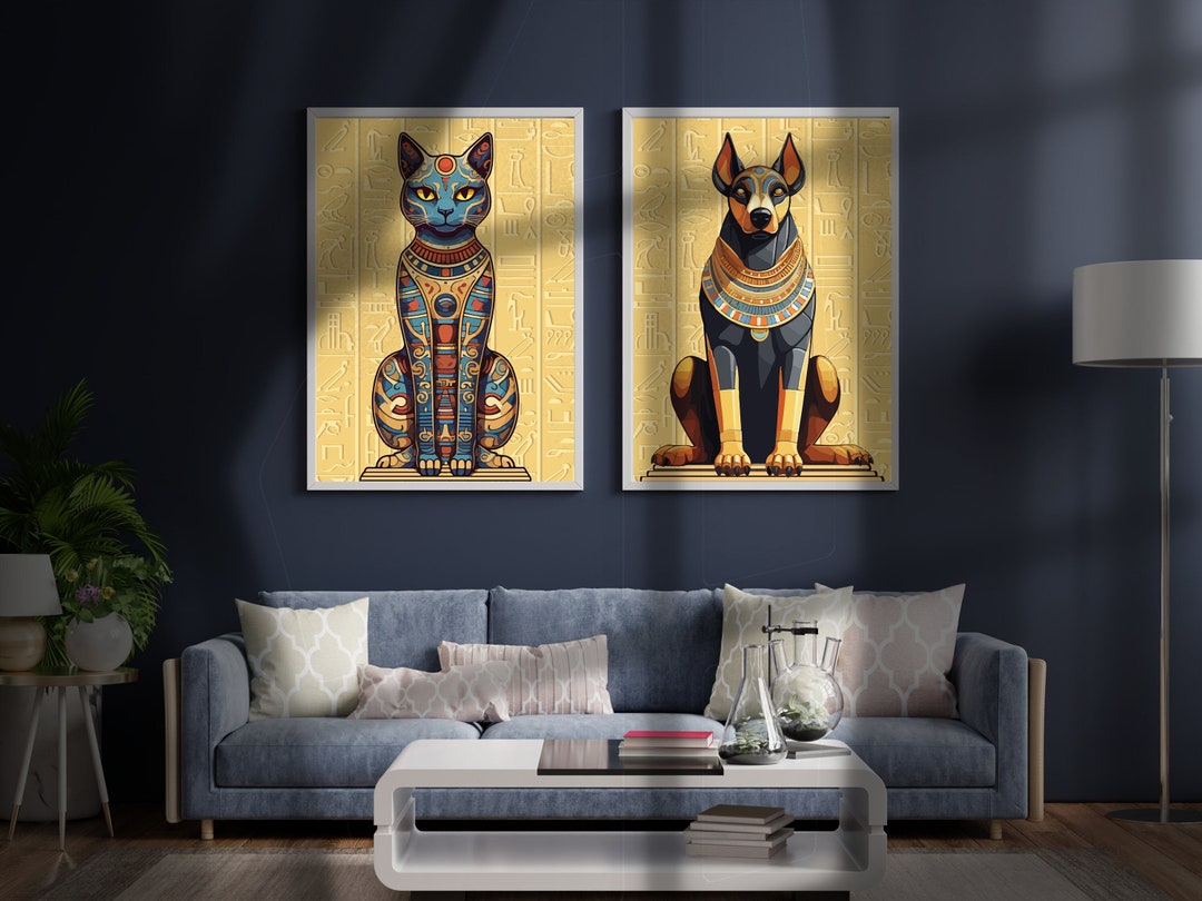 Bastet Papyrus, Anubis Papyrus, Egyptian Reliefs, Pharaoh Dog Cat ...