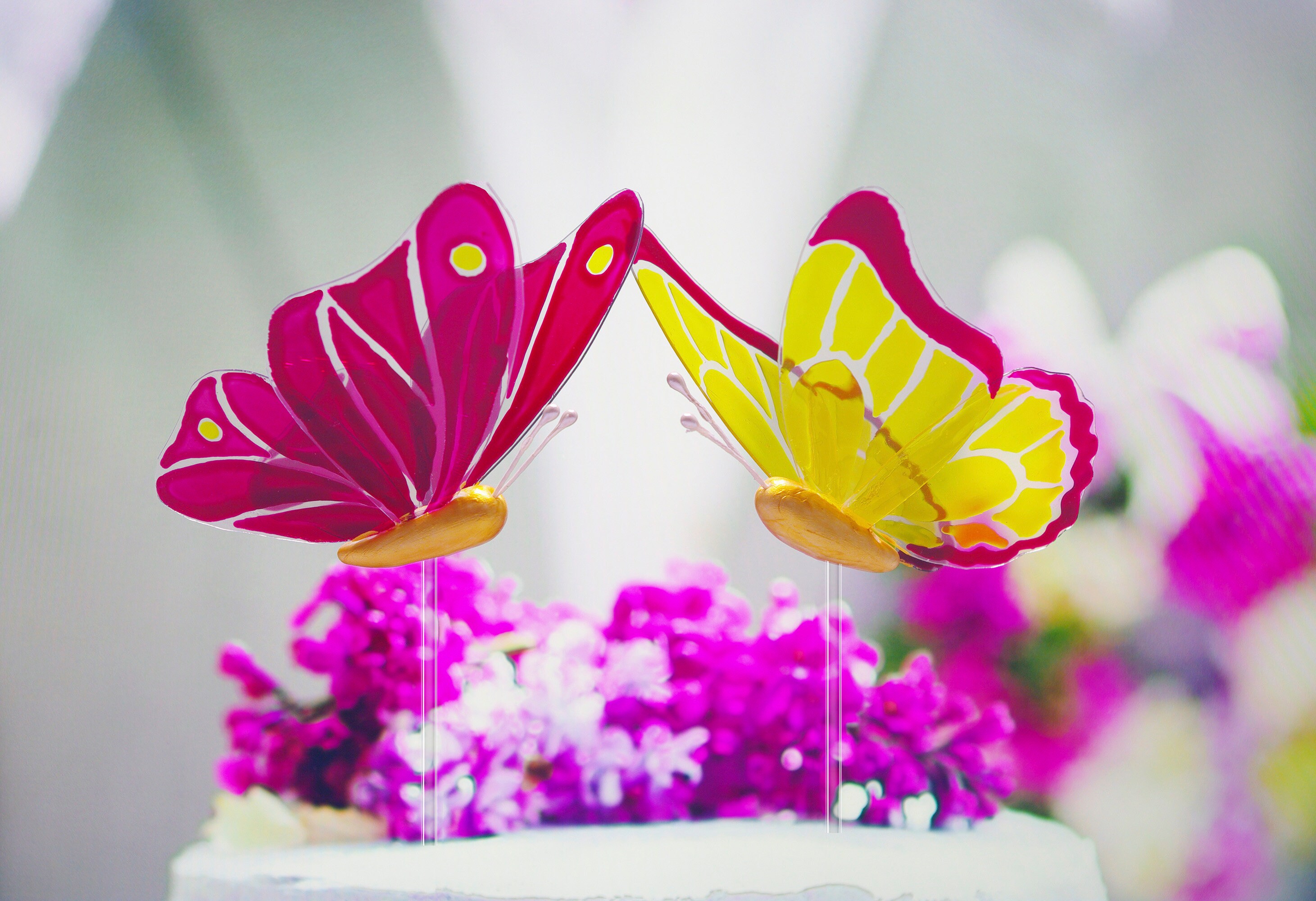 Butterfly Cake Topper, Acetate Sheet Painting, NOT GLASS, Faux Stain ...