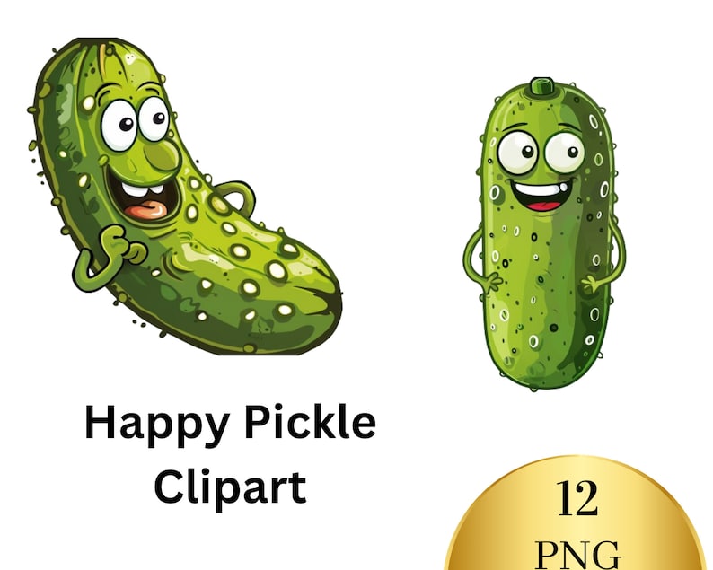 Set of 12, Happy Pickle Clipart, Pickle Art, Pickle Svg, Instant ...