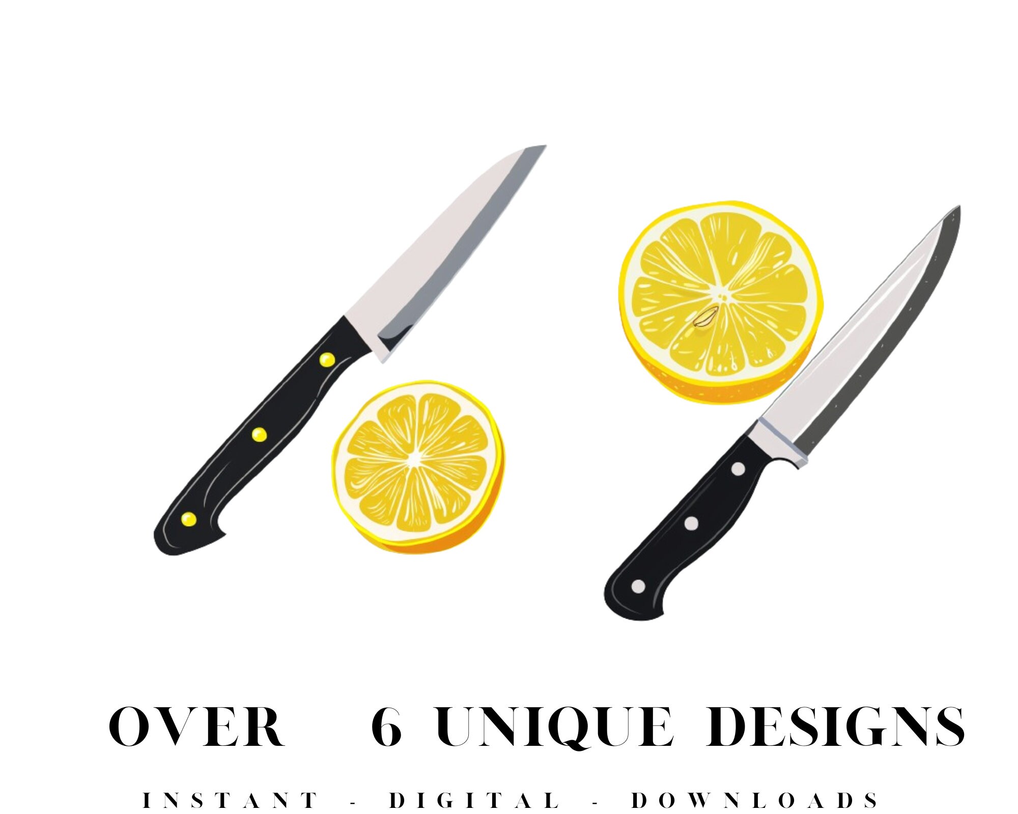 Set of 6, Lemon SVG, Lemon PNG, Knife SVG, Lemon Knife, Lemon Clipart ...