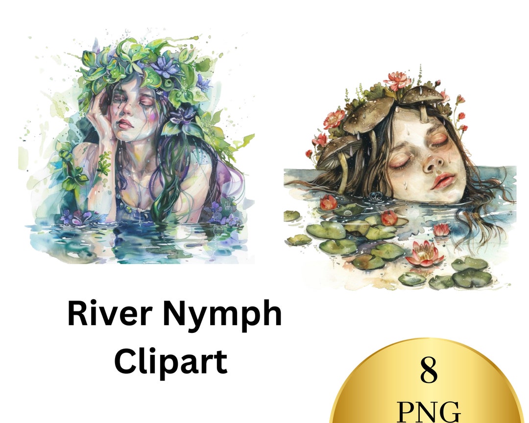 Set of 8, River Nymph Clipart, Magical Clipart, Nymph Clipart, Mystical ...