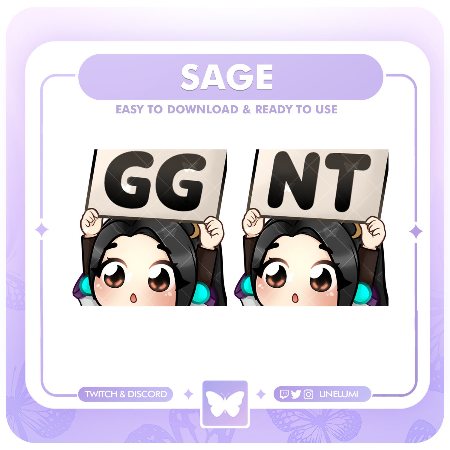 Sage Valorant GG & NT Twitch Emote Valorant Sage GG Emote Cute Valorant ...