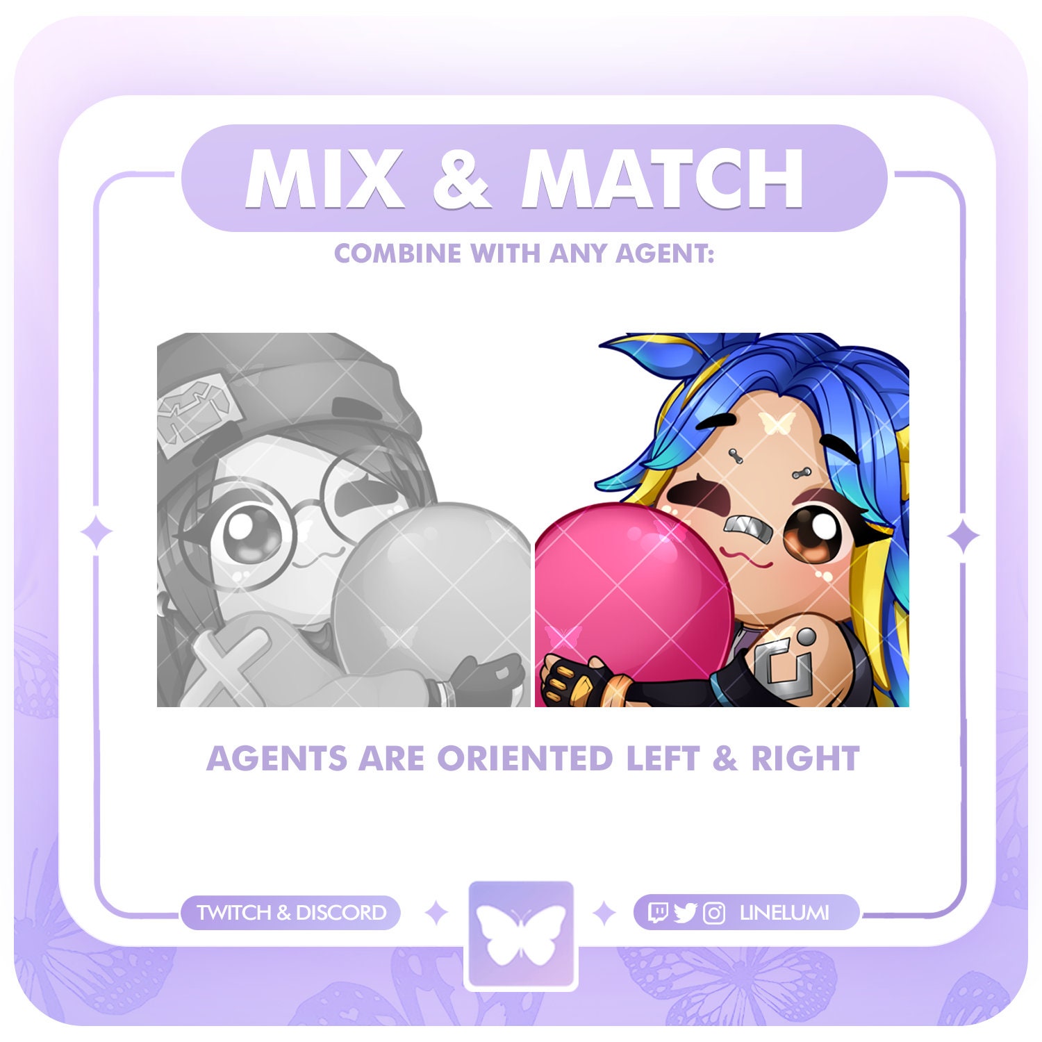 MIX & MATCH Neon Valorant Couple Heart Emote Cute Agents Duo Heart Neon ...