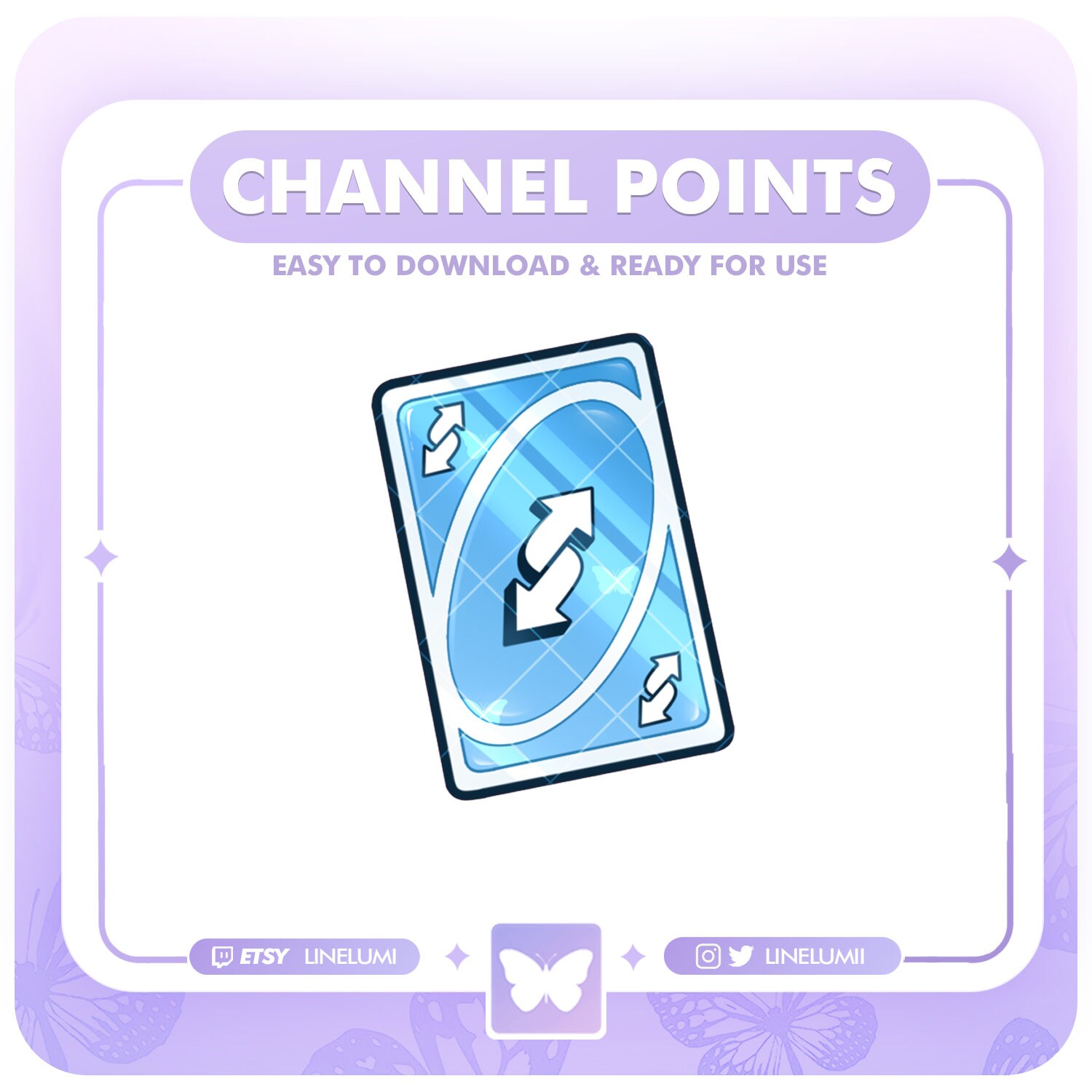 UNO Reverse Card Twitch Emote Cute Blue UNO Badge for Twitch and ...