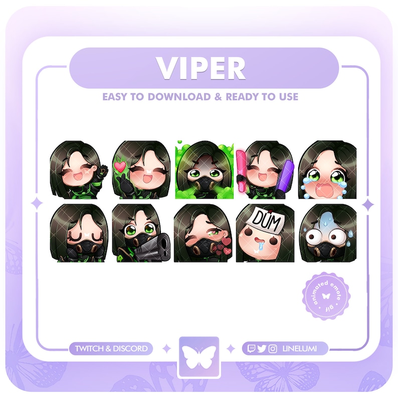 ANIMATED Viper Valorant Twitch Emotes Pack Cute Viper Animated Valorant ...