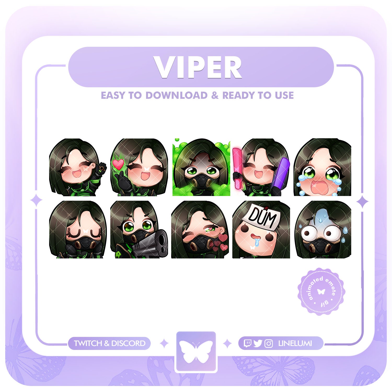 ANIMATED Viper Valorant Twitch Emotes Pack Cute Viper Animated Valorant ...
