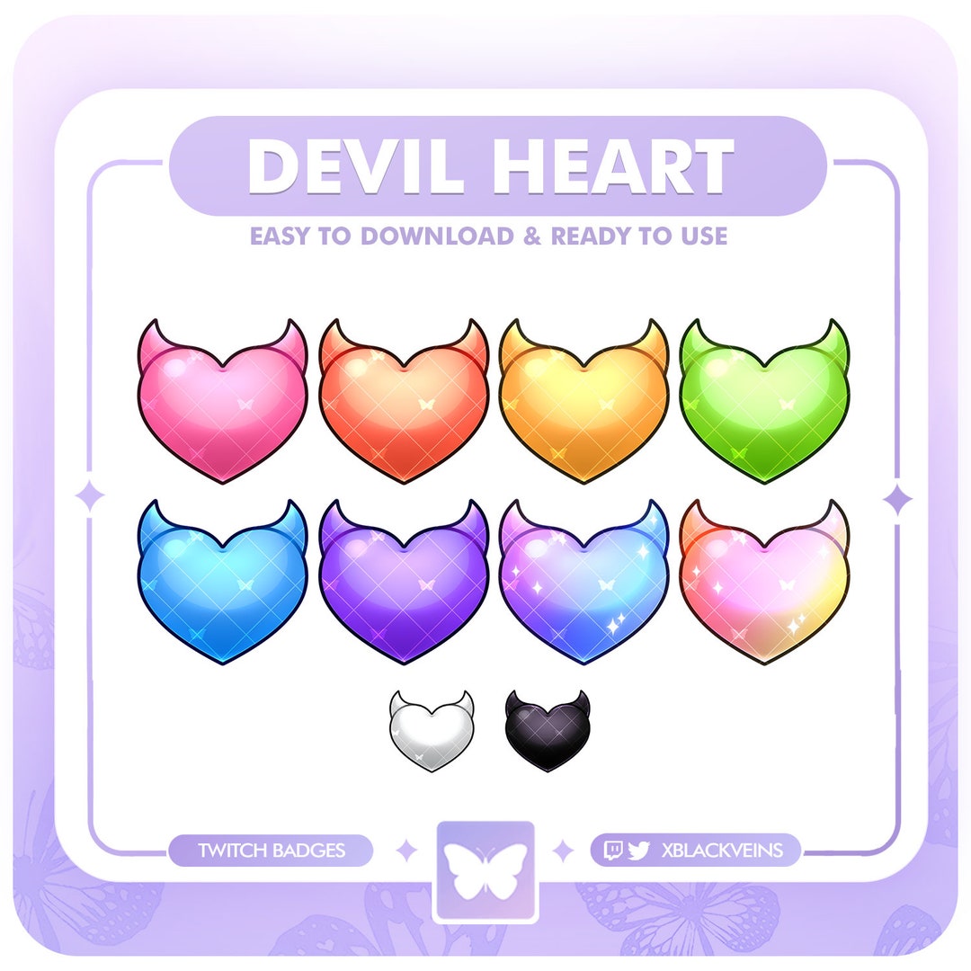Cute Devil Heart Twitch Badges Kawaii Devil Heart Subscriber Badges ...