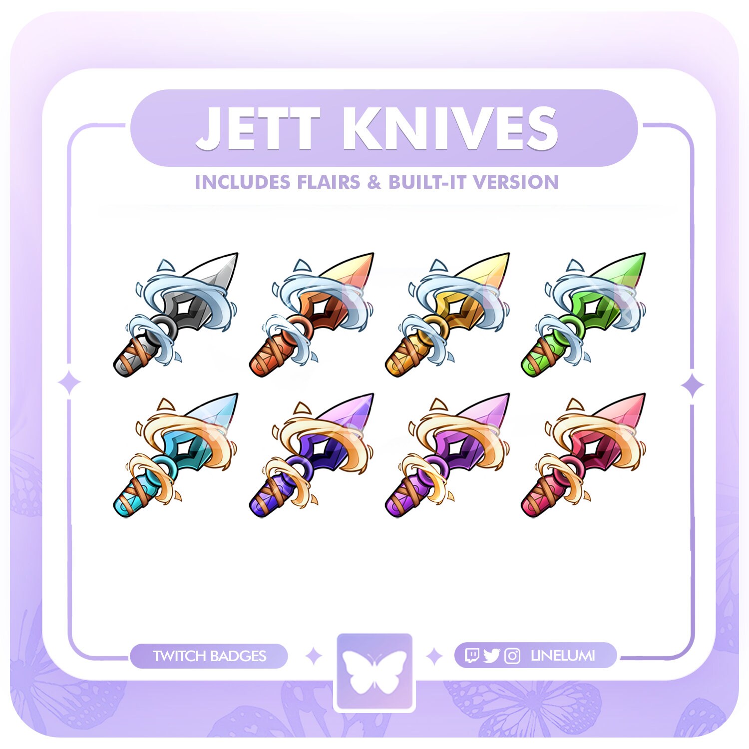 Valorant Jett Knives Sub Bit Twitch Badges Dagger Badges With Flairs - Etsy