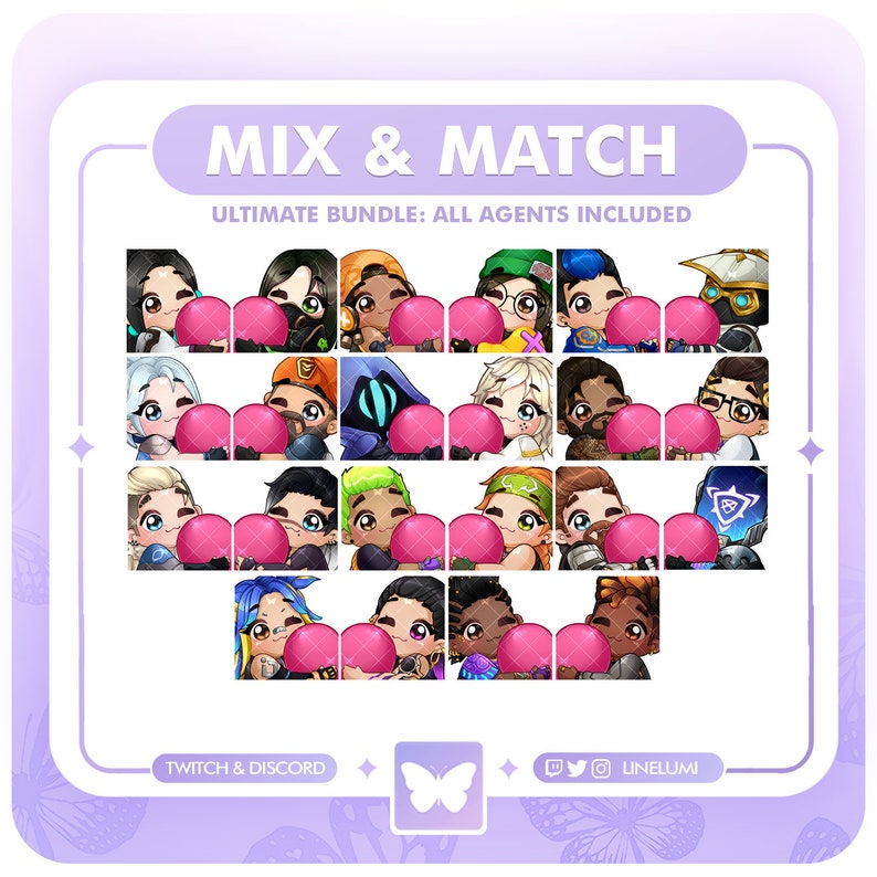 MIX & MATCH Harbor Valorant Couple Heart Emote Cute Agents Duo Heart ...