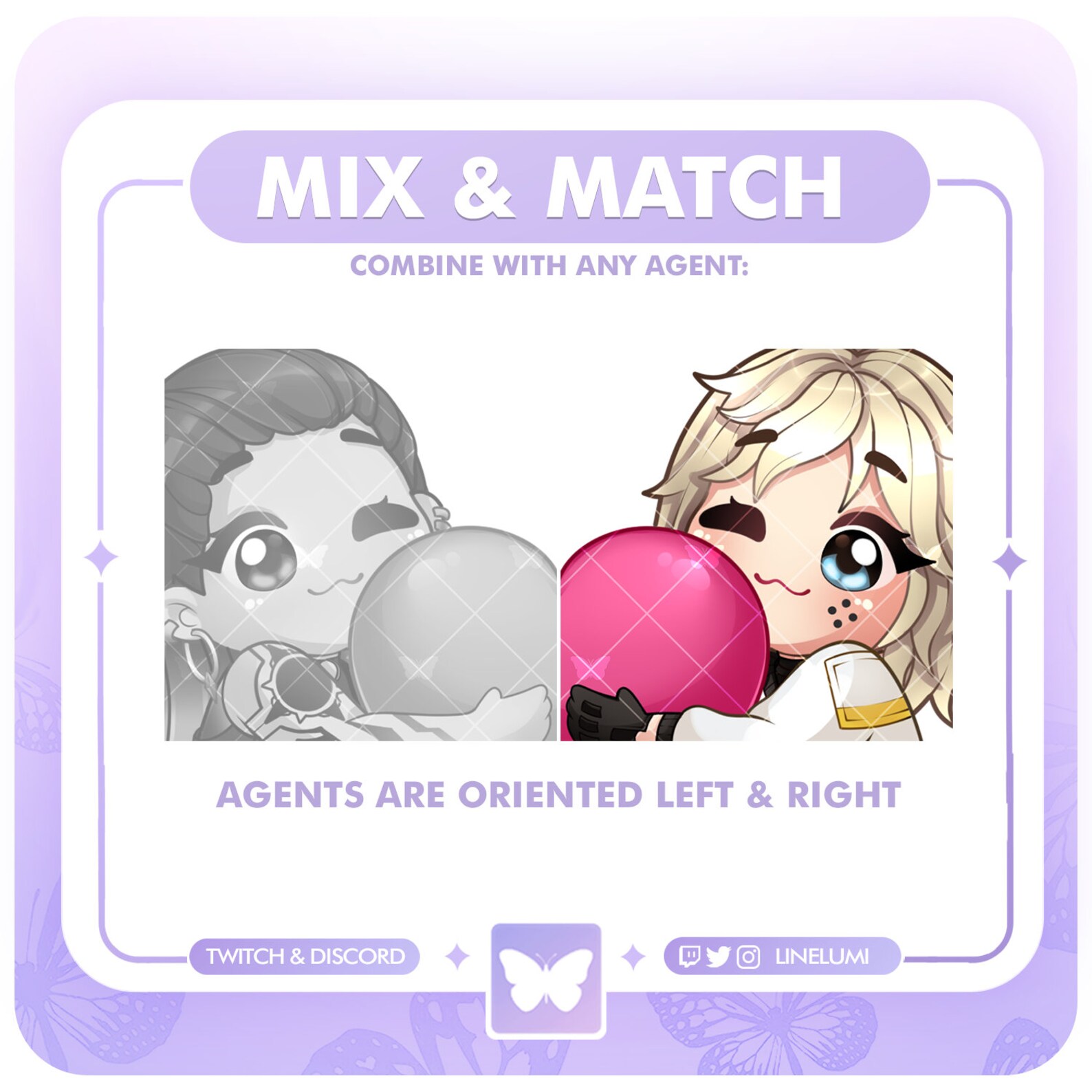 MIX & MATCH Deadlock Valorant Couple Heart Emote Cute Agents Duo Heart ...