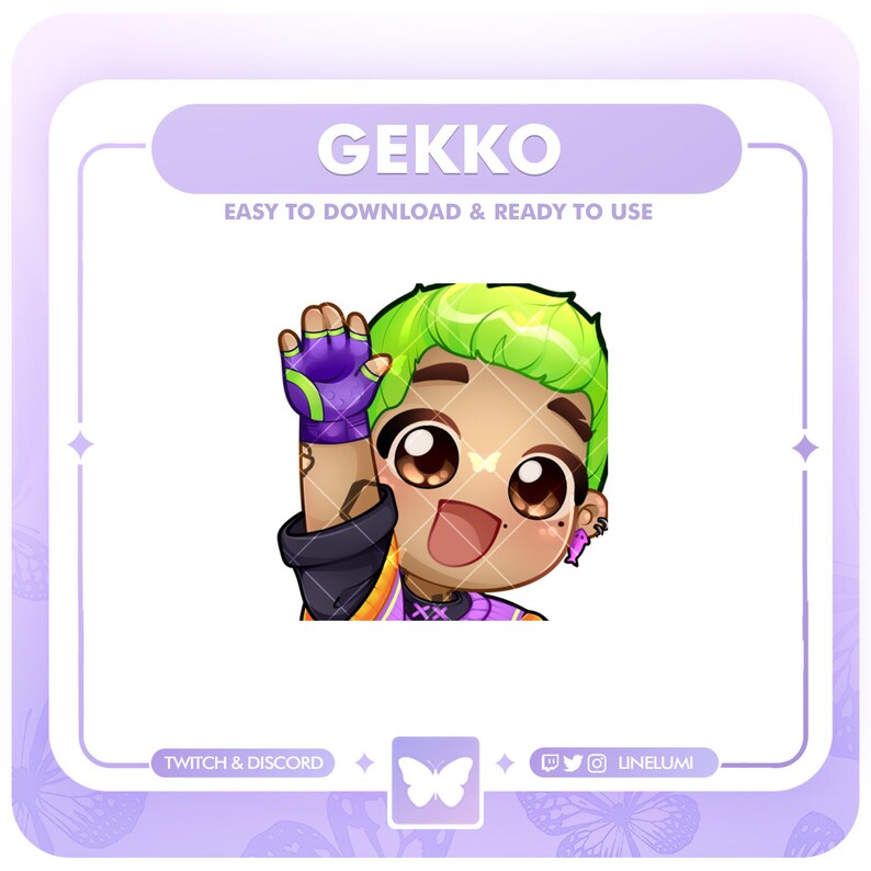 Gekko Valorant Wave Emote for Twitch Cute Twitch Emotes Valorant ...