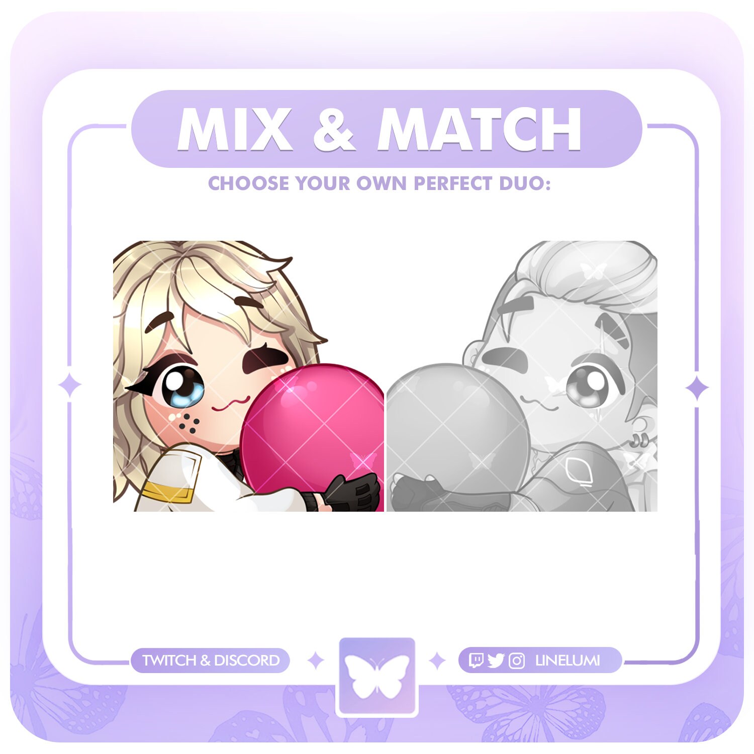 MIX & MATCH Deadlock Valorant Couple Heart Emote Cute Agents Duo Heart ...