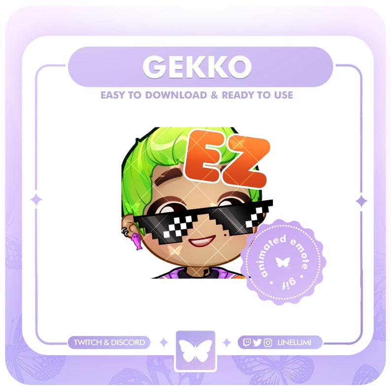 ANIMATED Gekko Valorant EZ Emote for Twitch and Discord Gekko Wink ...