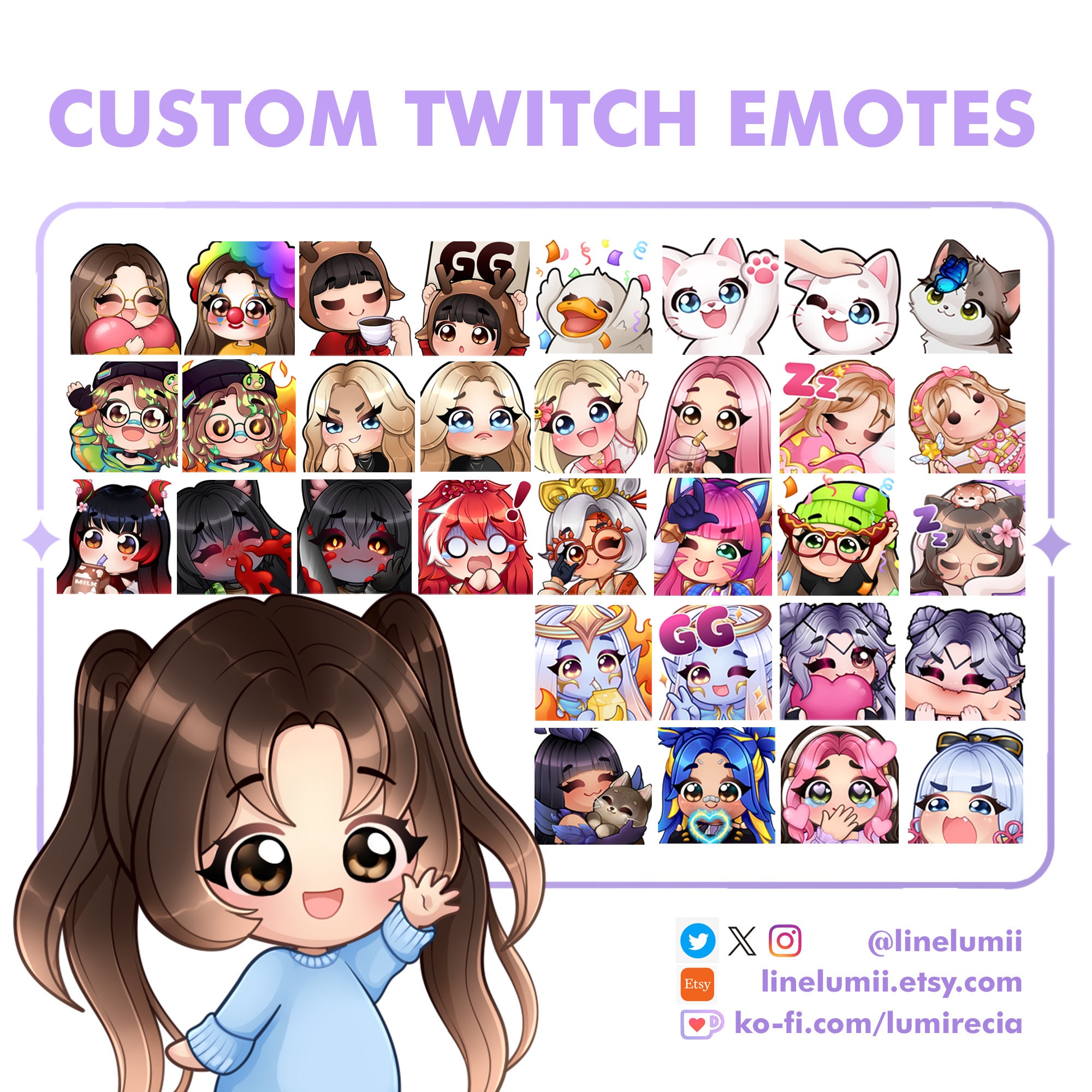 Custom Twitch Emotes Cute Personalized Twitch and Discord Emotes ...