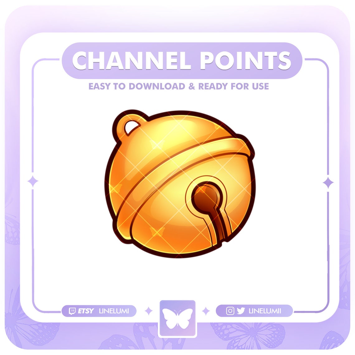 Cat Bell Channel Points Icon for Twitch Cute Cat Themed Badges Golden ...