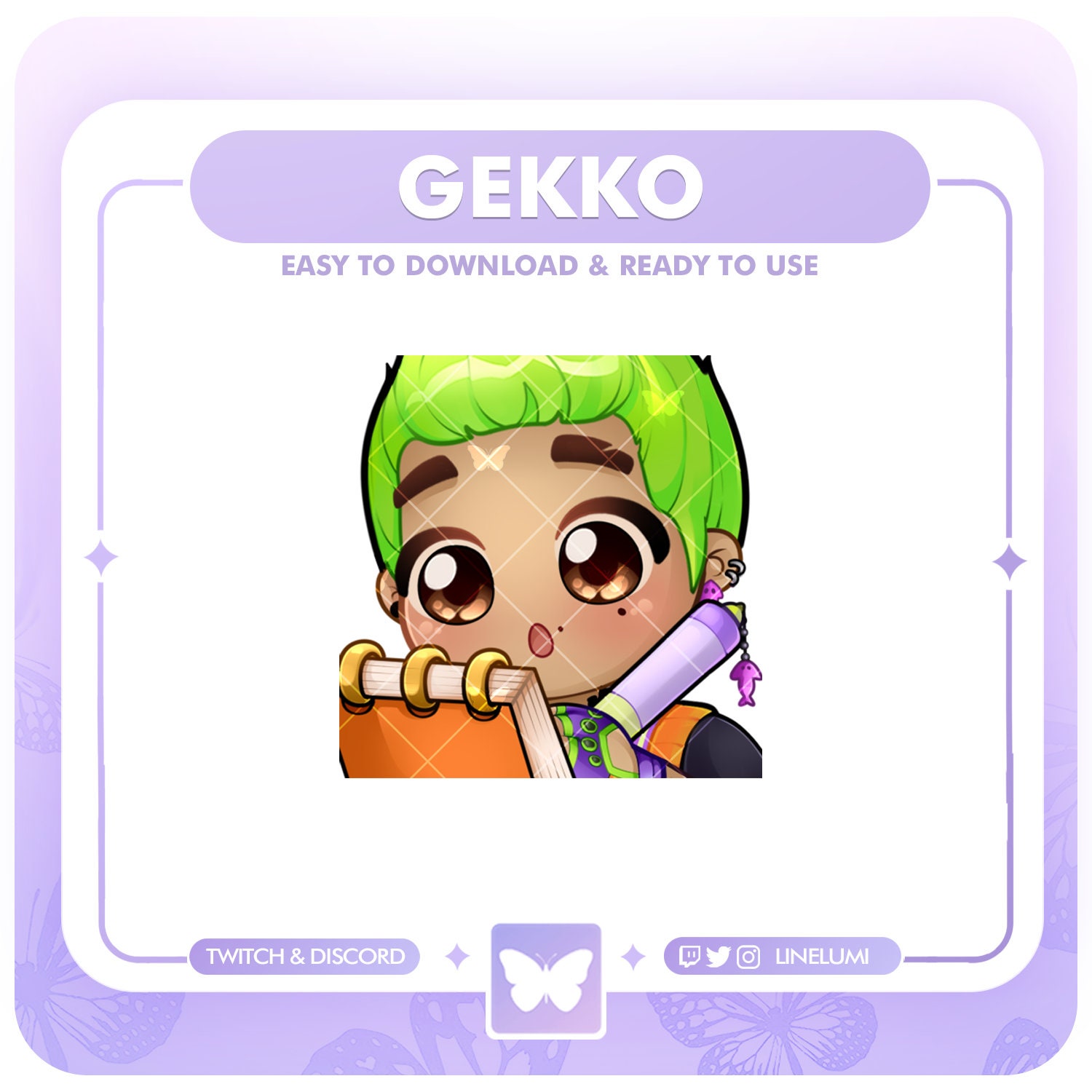 Gekko Valorant Noted Emote for Twitch Cute Twitch Emotes Valorant ...