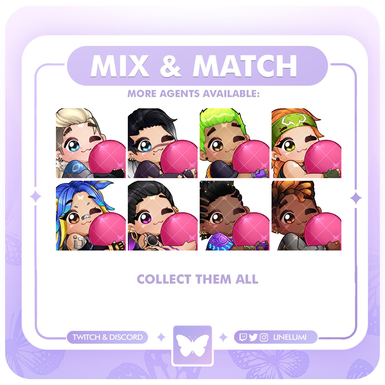 MIX & MATCH Harbor Valorant Couple Heart Emote Cute Agents Duo Heart ...