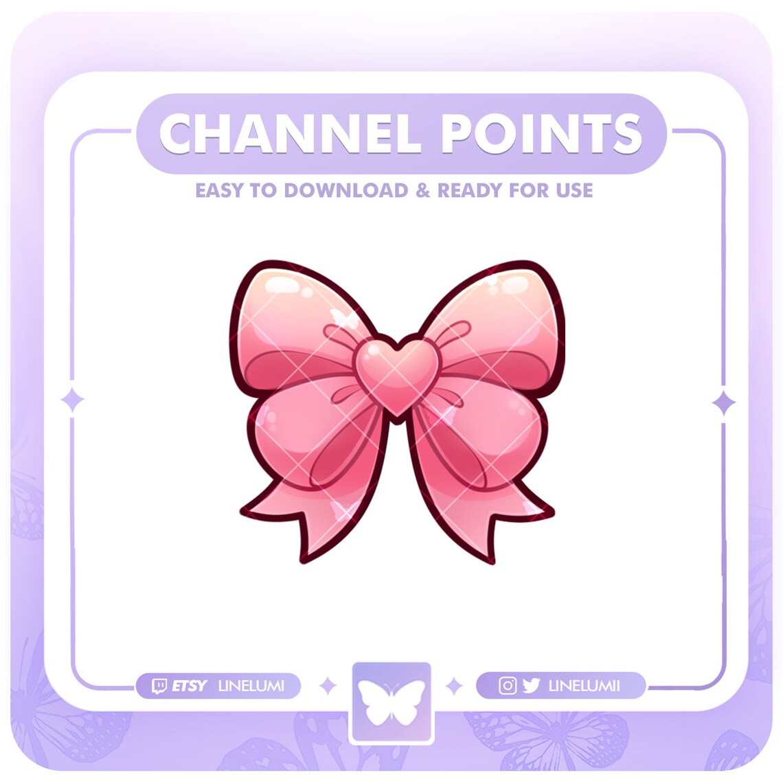 Pink Ribbon Channel Points Icon for Twitch Cute Bow Twitch Channel ...
