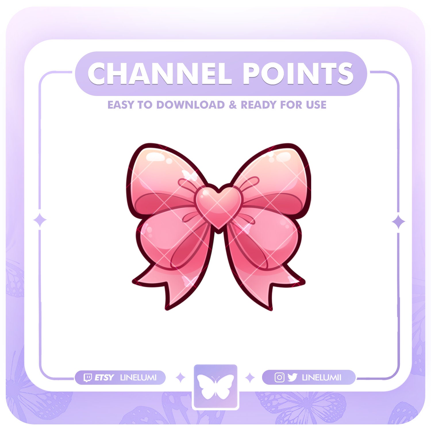 Pink Ribbon Channel Points Icon for Twitch Cute Bow Twitch Channel ...