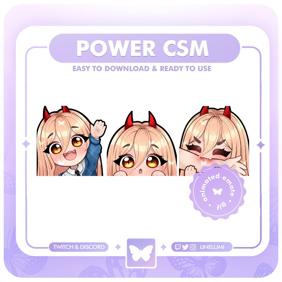 ANIMATED Power CSM Cute Emotes Pack for Twitch and Discord Anime Twitch ...