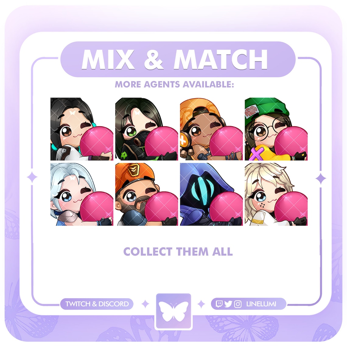 MIX & MATCH Deadlock Valorant Couple Heart Emote Cute Agents Duo Heart ...