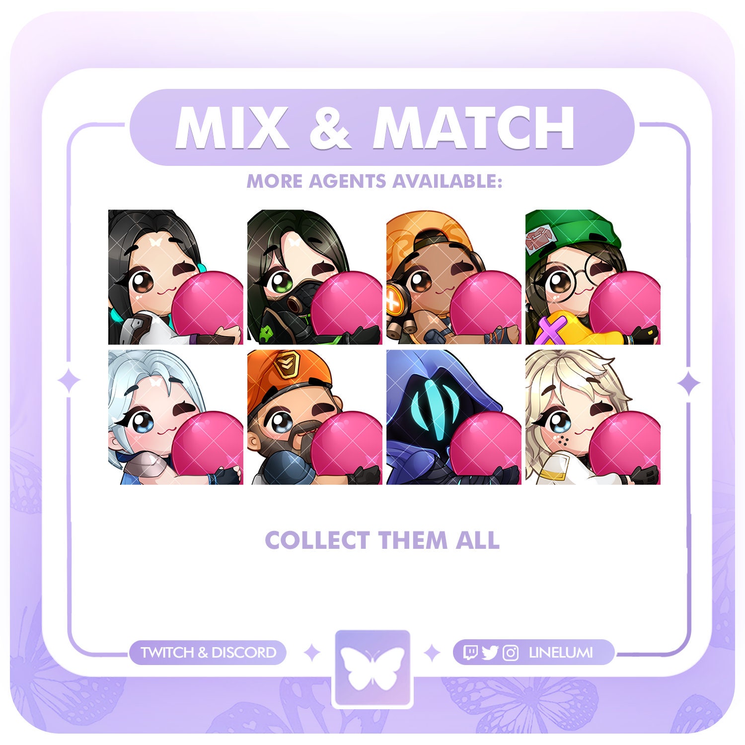 MIX & MATCH Deadlock Valorant Couple Heart Emote Cute Agents Duo Heart ...